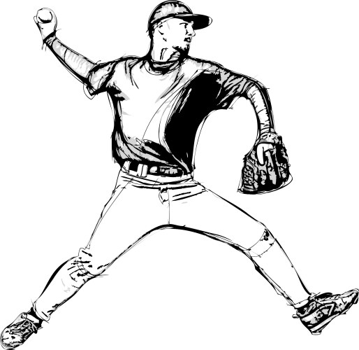Baseball player sketch Royalty Free Vector Image