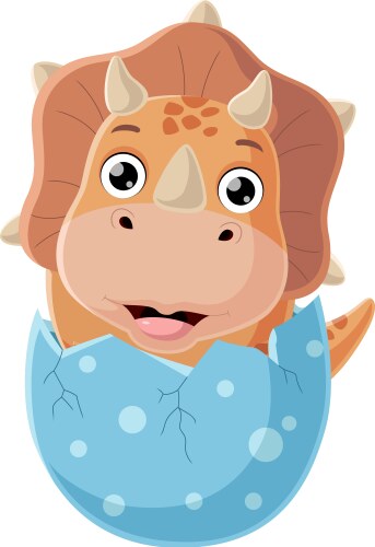 Cartoon baby brontosaurus hatching from egg Vector Image