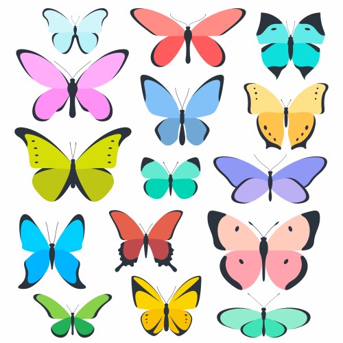 Cartoon butterflies collection Royalty Free Vector Image