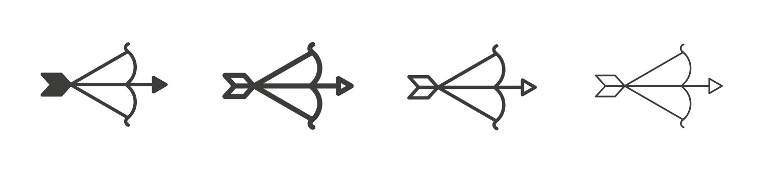 Bow arrow icon set archery and symbol Royalty Free Vector