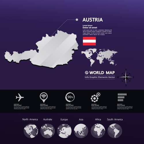 Austria map Royalty Free Vector Image - VectorStock
