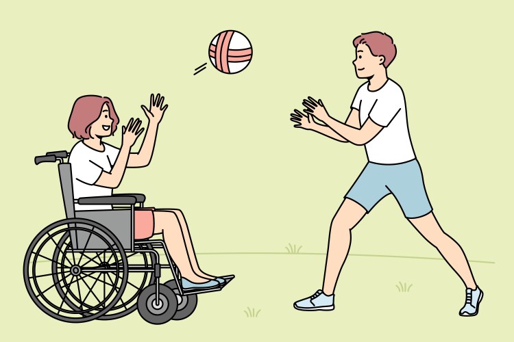 Happy children with physical disabilities playing Vector Image