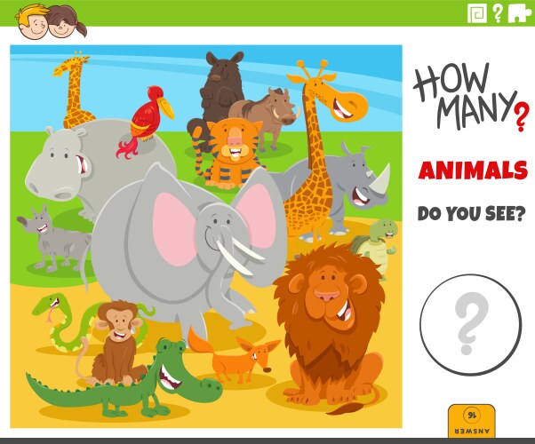 Counting number template with animal Royalty Free Vector