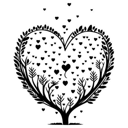 Love heart shaped tree valentine sketch hand draw Vector Image