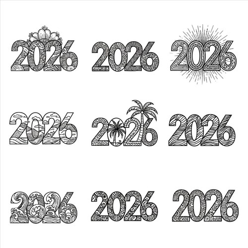 2026 year designs set isolated on white – Royalty-Free Vector | VectorStock