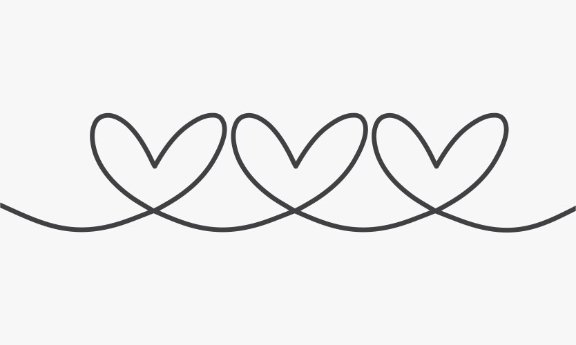 Continuous line heart shape border with realistic Vector Image