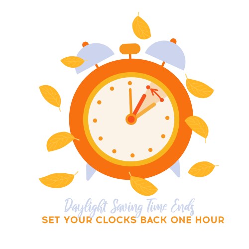 Daylight saving time ends 2023 fall back concept Vector Image