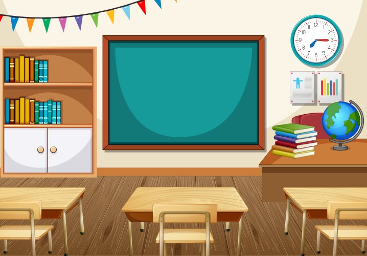 Empty interior classroom scene Royalty Free Vector Image