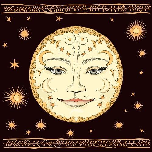 Mystical moon and stars a4 Royalty Free Vector Image