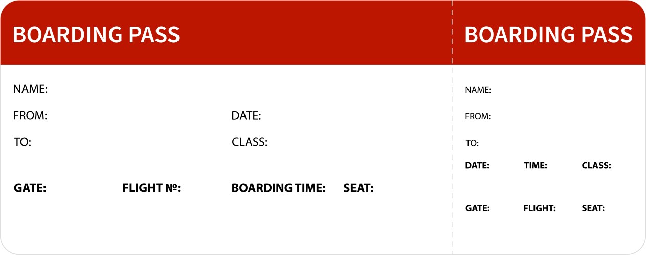 Set airline boarding pass tickets Royalty Free Vector Image