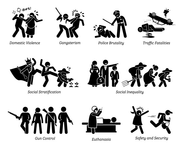 Social issues and critical problems pictograph Vector Image