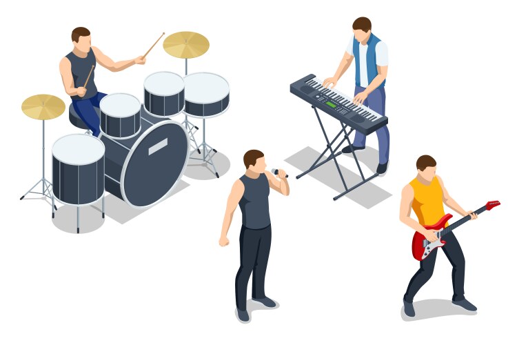 Children musicians isometric characters Royalty Free Vector