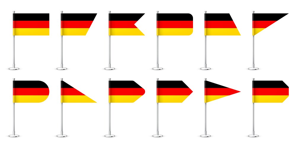 Realistic various german table flags on a chrome Vector Image