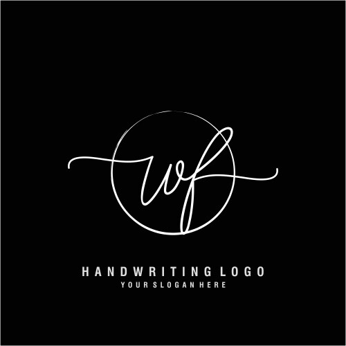 Wf initial handwriting logo design Royalty Free Vector Image