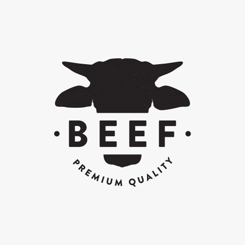 Cow head beef label badge logo on white background