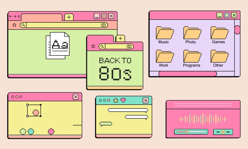 Set music ui elements audio player template Vector Image