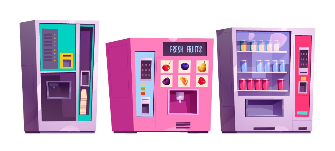 Flat vending machines snacks food ice cold Vector Image