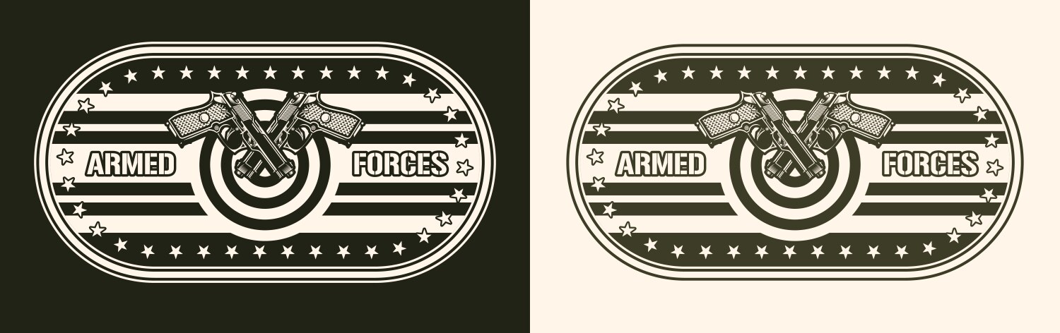 Military guns colorful label vintage Royalty Free Vector