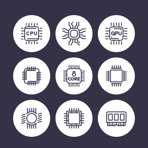 Cpu icon electronic circuit processor chipset Vector Image