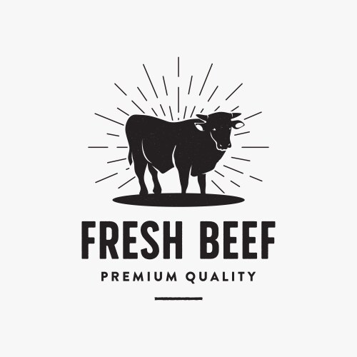 Cow head beef label badge logo on white background