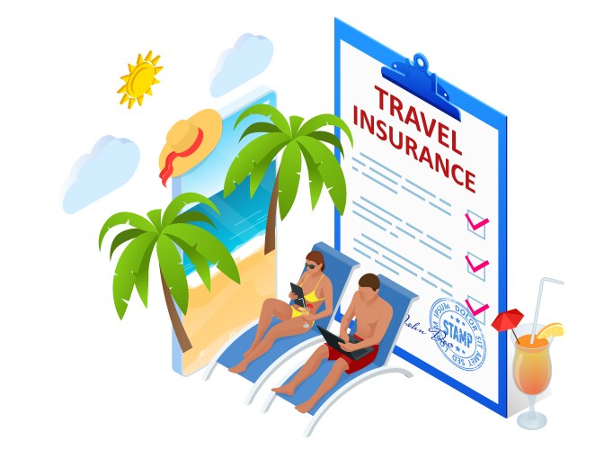 Travel insurance lp template Royalty Free Vector Image