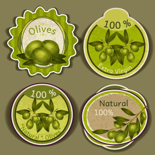 Set of labels for olives oil Royalty Free Vector Image