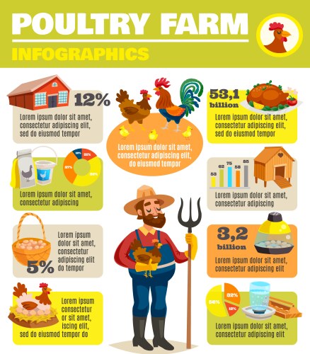 Poultry farm isometric flowchart Royalty Free Vector Image