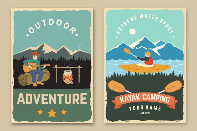 Set of camping badges patches and outdoor Vector Image