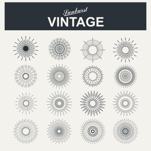 Set of vintage sunburst geometric shapes Vector Image