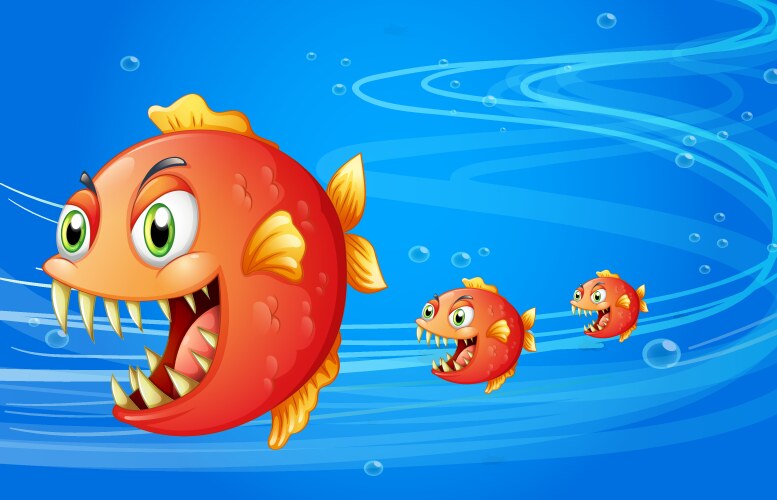 Three fish in the pond Royalty Free Vector Image