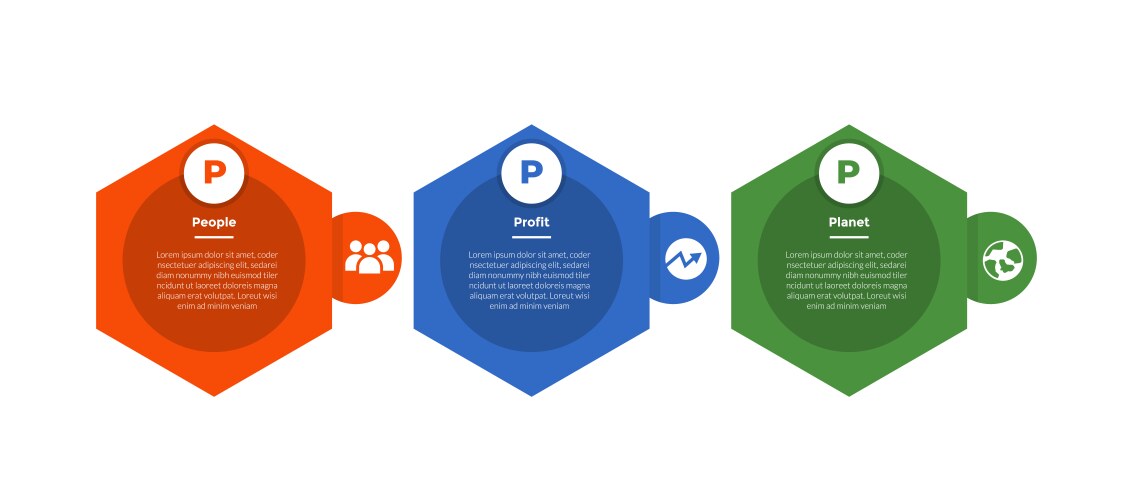 3p sustainability infographics template diagram Vector Image