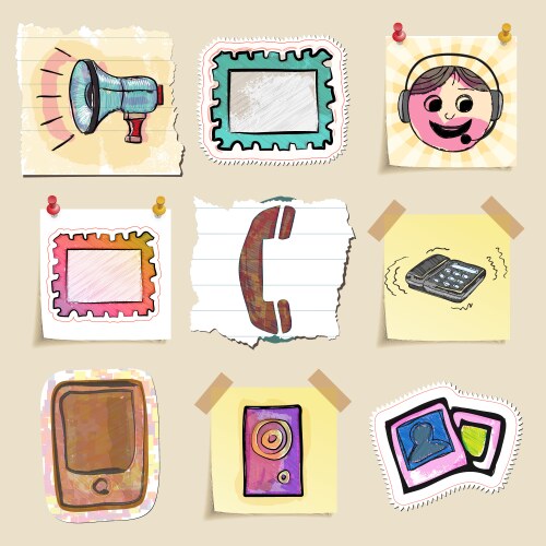 Communication icons set hand drawn and isolated Vector Image