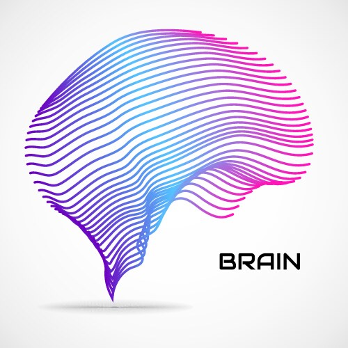 Human brain logo with lines on white background Vector Image