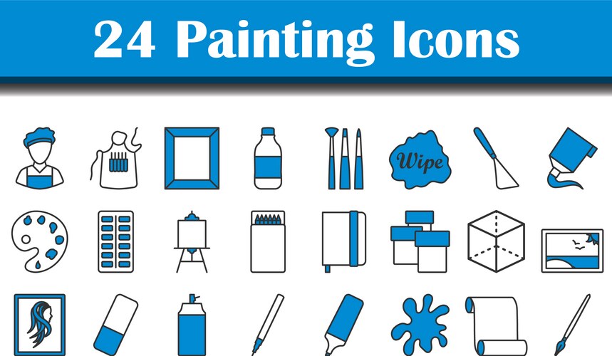 Painting icon set Royalty Free Vector Image - VectorStock