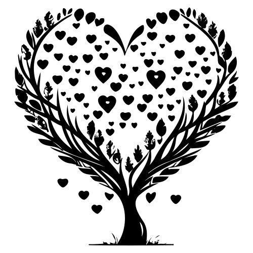 Love heart shaped tree valentine draw Royalty Free Vector