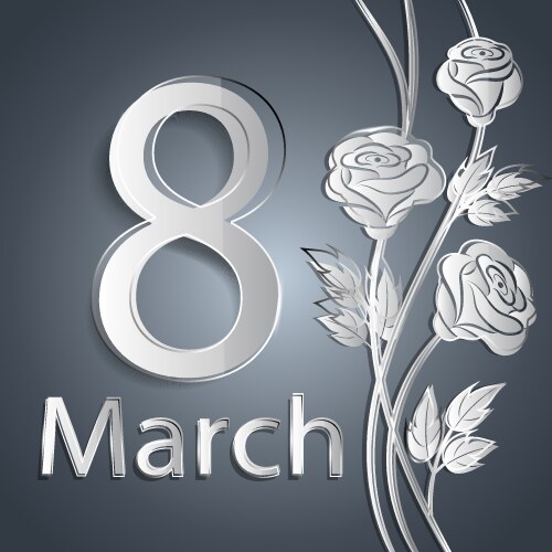 8 march greeting card with a cat and flower Vector Image