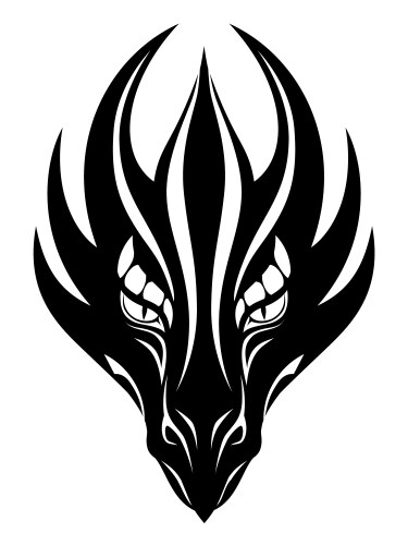 Black and white dragon head Royalty Free Vector Image