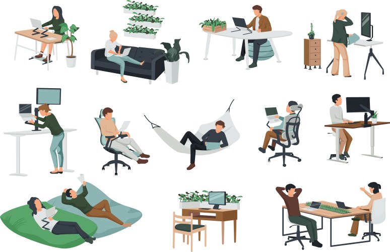 Office team cartoon characters icons set Vector Image