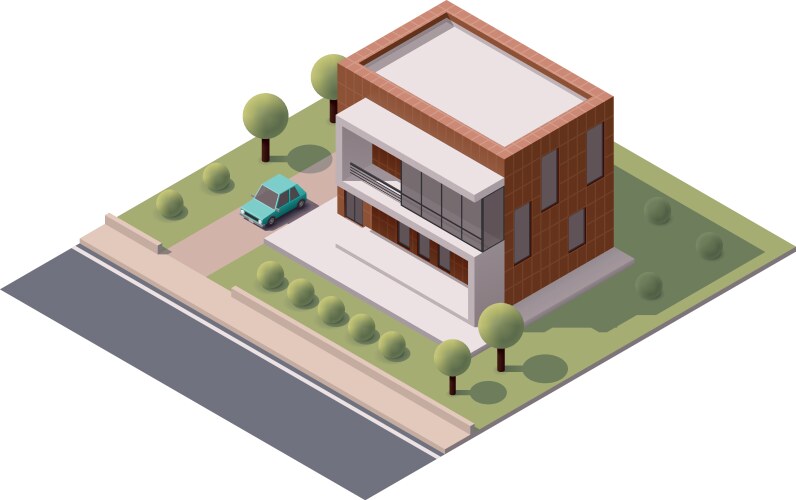 Isometric modern house with solar panels and wind Vector Image