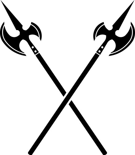 Two crossed halberds icon in linear style Vector Image