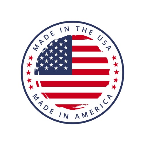 Made in usa american flag round icon Royalty Free Vector