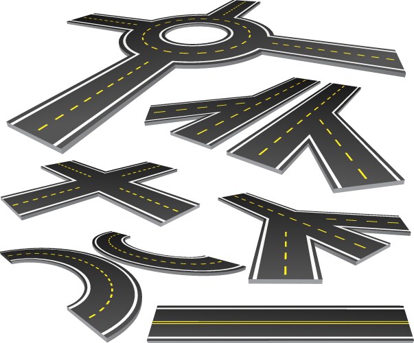 Isometric highway junction road and interchange Vector Image