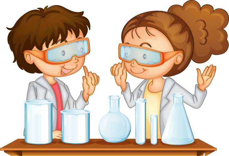 Kids doing science experiment Royalty Free Vector Image