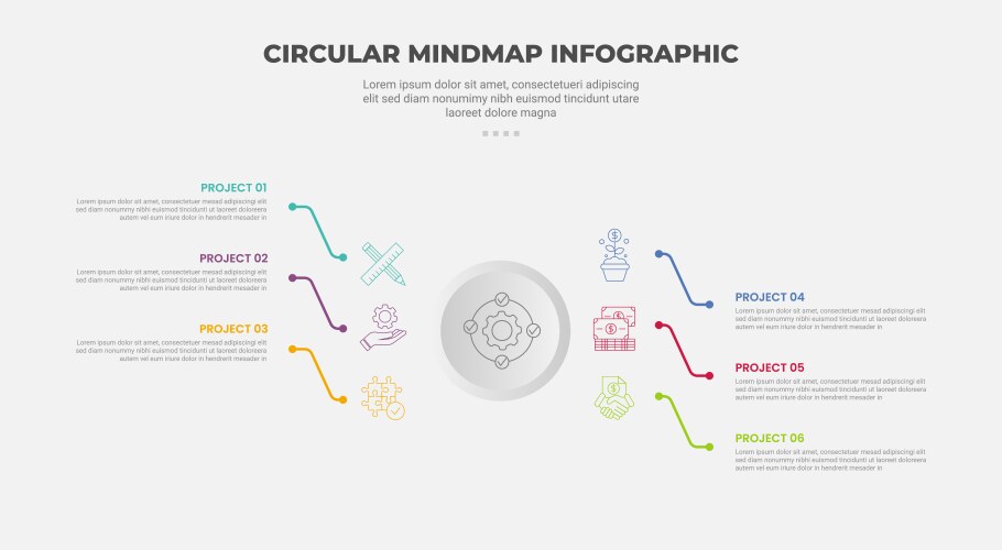 Circular mind map infographic outline style Vector Image
