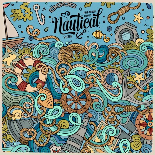 Seamless pattern with old nautical map Royalty Free Vector