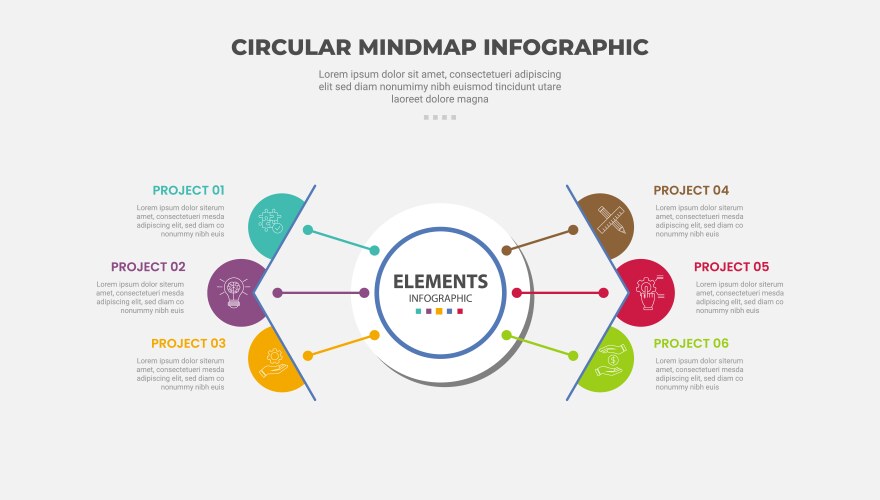 Circular mind map infographic outline style Vector Image
