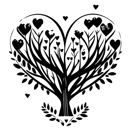 Love heart shaped tree valentine draw Royalty Free Vector