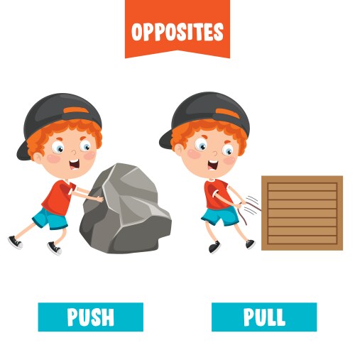 Kid pushing and pulling Royalty Free Vector Image