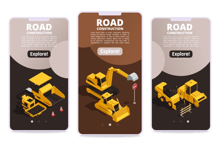 Road construction horizontal banners Royalty Free Vector