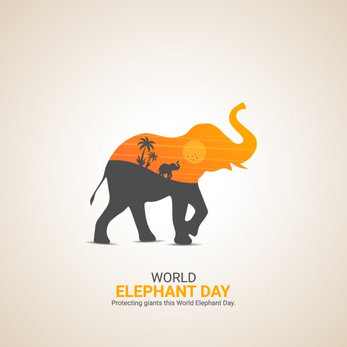 World elephant day creative ads design Royalty Free Vector